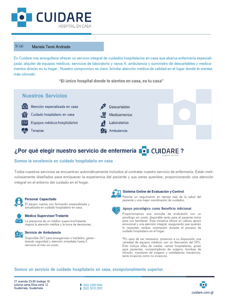 CUIDARE Enfermera (O) Cuidados Básicos 24h Mariela Teret Andrade | PDF ...