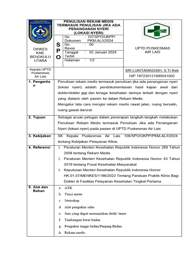 Revisi Sop Penulisan Rekam Medis 2024 | PDF | Kesehatan Holistik