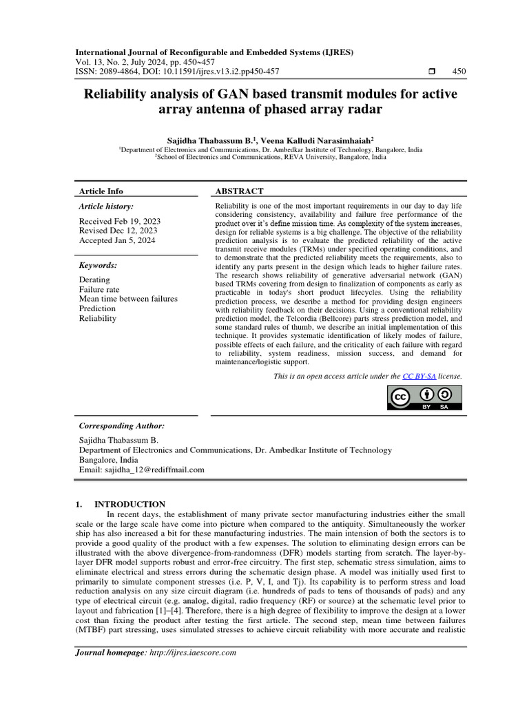 Reliability Analysis of GAN Based Transmit Modules For Active Array Antenna of Phased Array ...