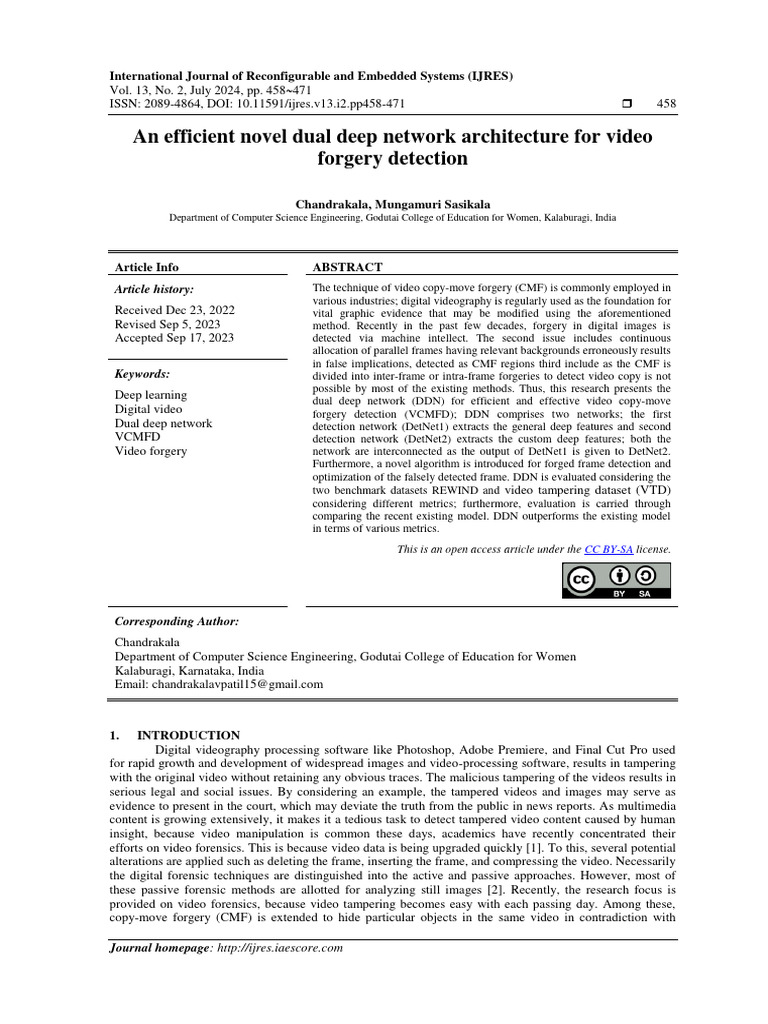 Dual Deep Network for Video Forgery Detection | PDF | Deep Learning | Video