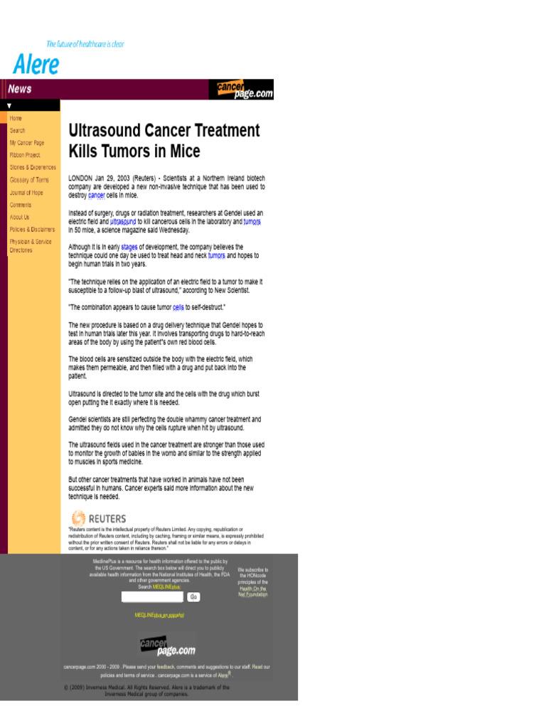 DR Royal R Rife - Ultrasound Cancer Treatment | PDF | Cancer | Ultrasound