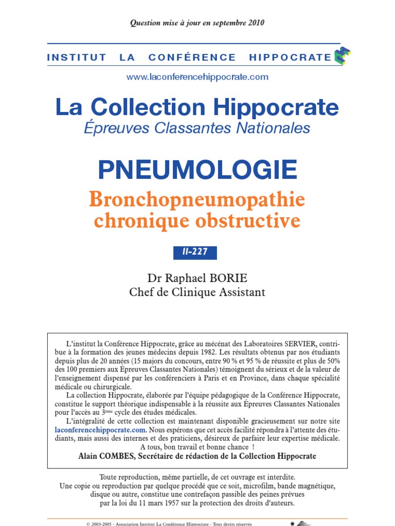 Bronchopneumopathie Chronique Obstructive BPCO | PDF | Poumon ...