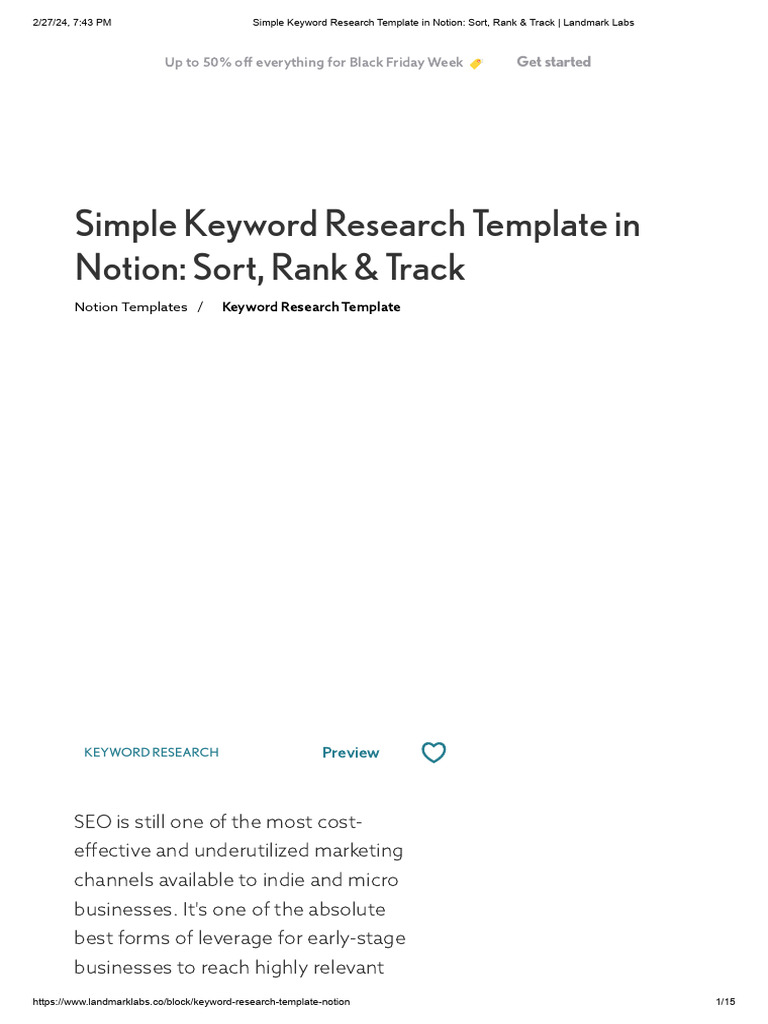 Simple Keyword Research Template in Notion - Sort, Rank & Track ...