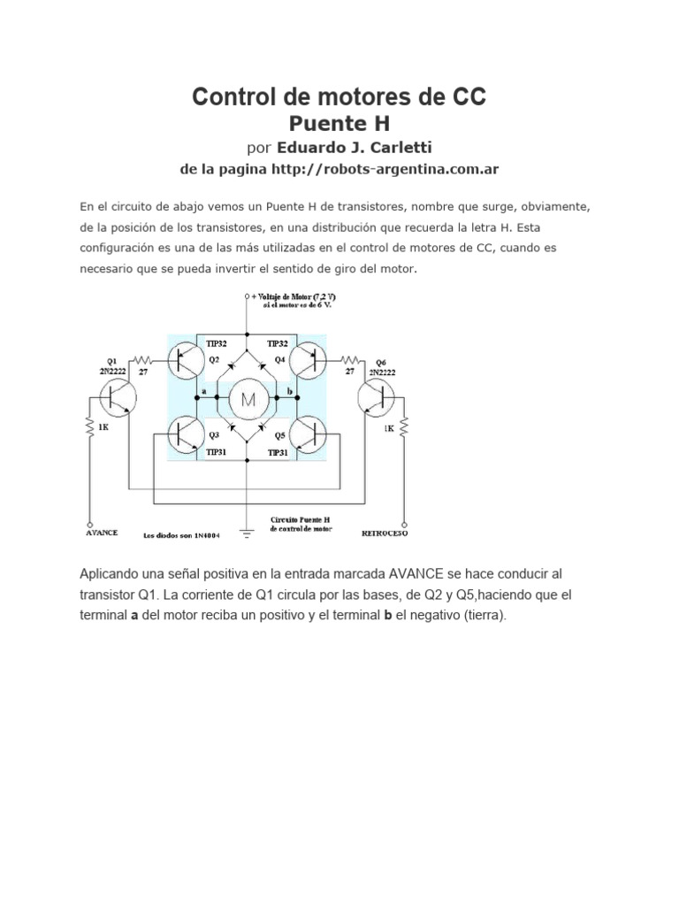 Control De Motores De Cc Pdf Red Eléctrica Transistor