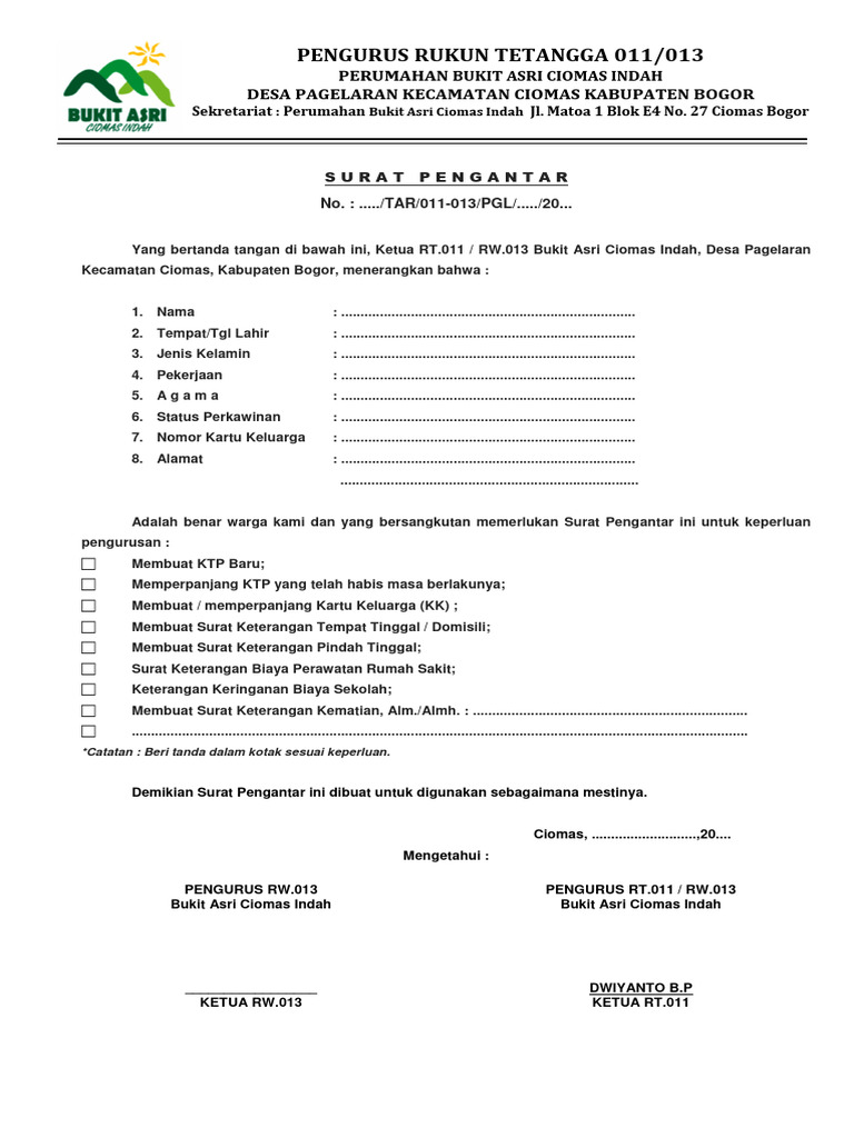 Surat Keterangan RT PDF | PDF