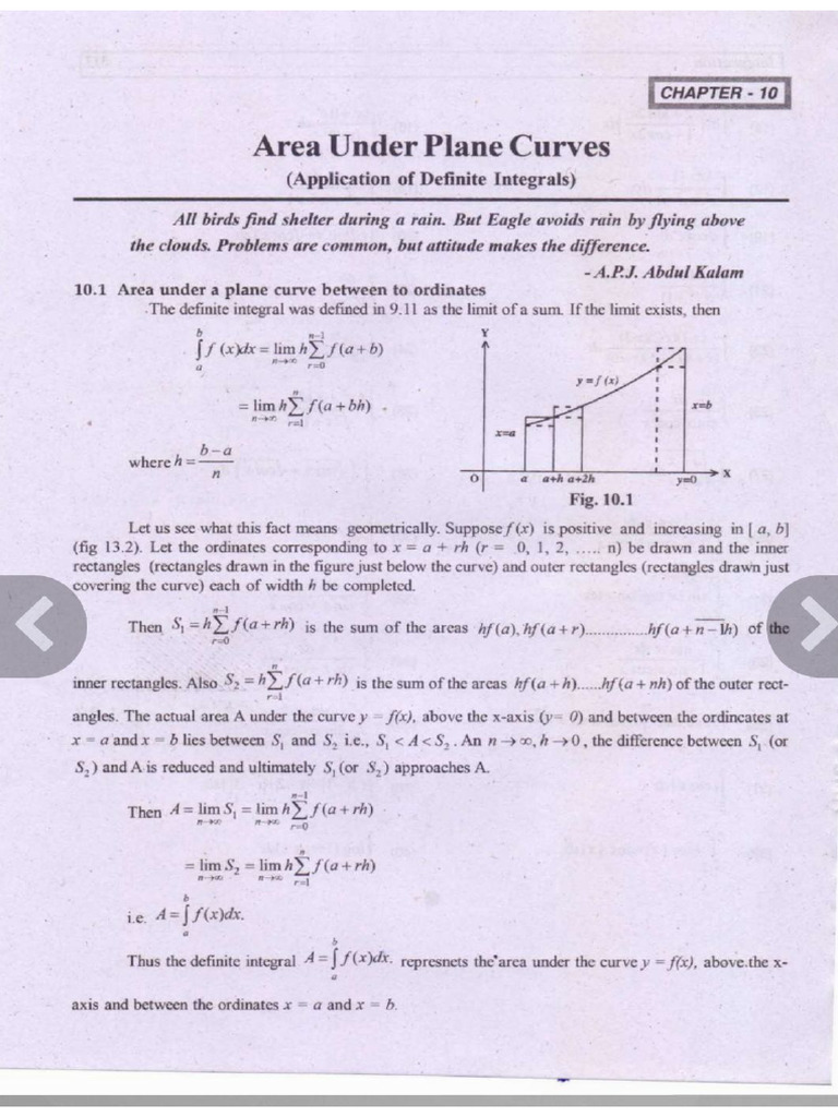 Area Under The Plane Curves | PDF