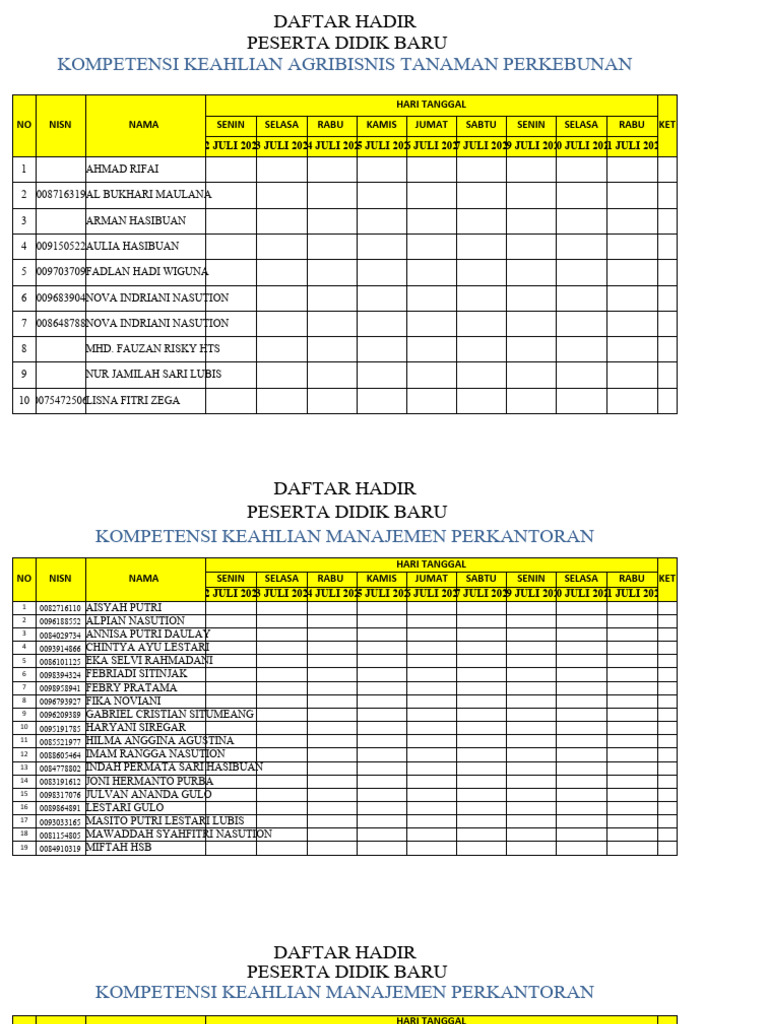 Daftar Hadir X NEW 2425 | PDF