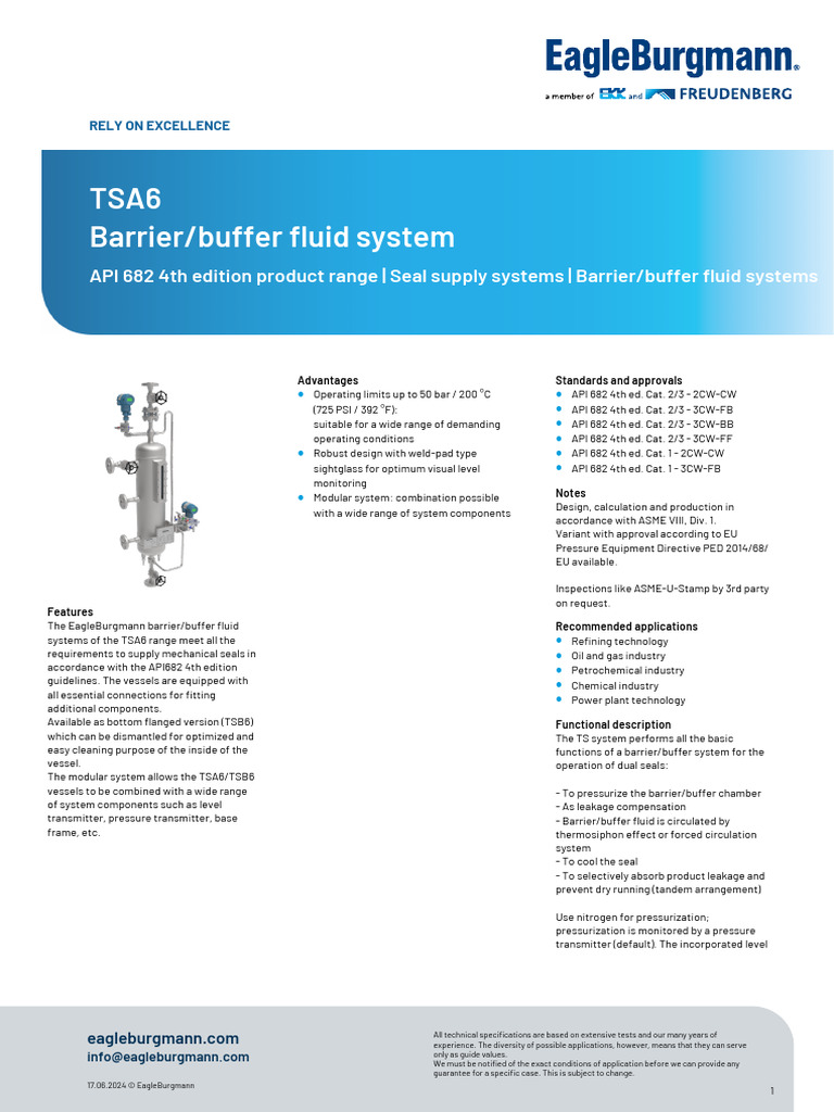 EagleBurgmann - TSA6 Barrier - Buffer Fluid System - EN | PDF | Pipe ...