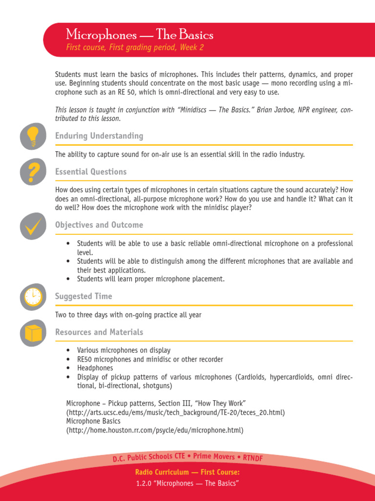 Microphone Basics for Radio Students | PDF | Microphone | Sound ...