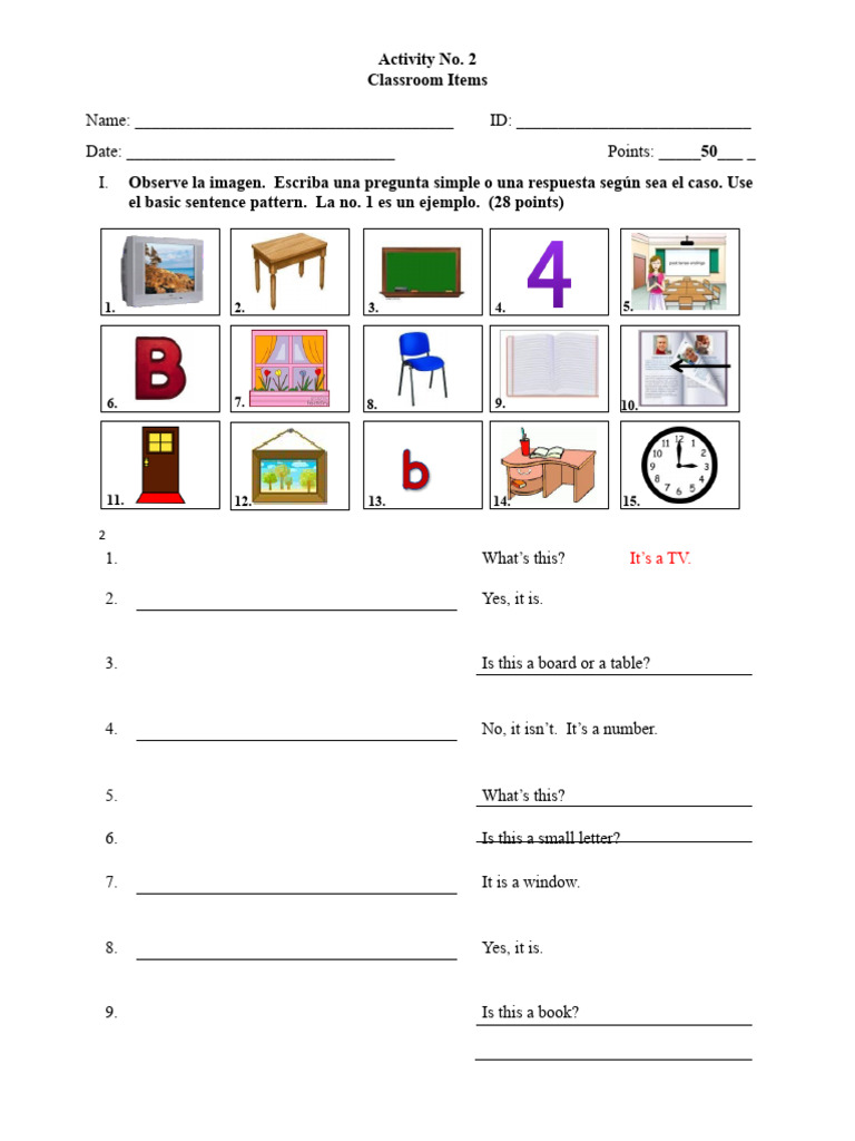 Activity No. 2 Classroom Items | PDF