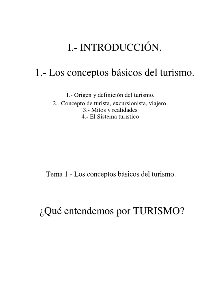 Tema 1. - Los Conceptos B Sicos Del Turismo | PDF | Turismo | Economias