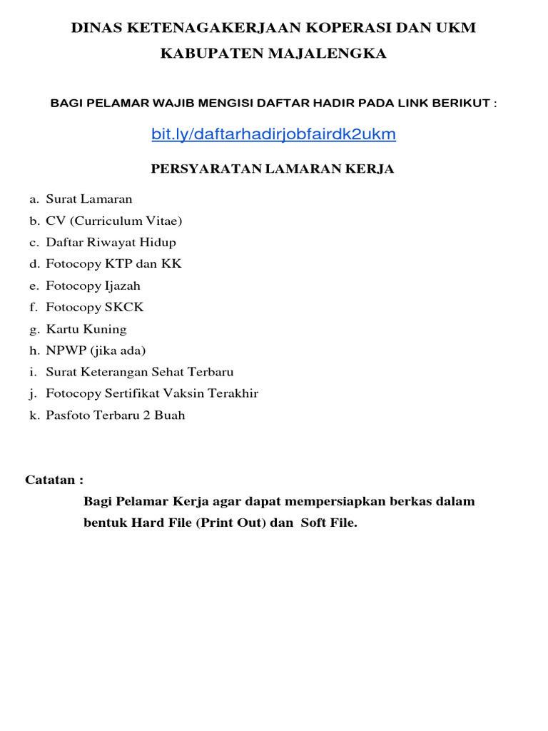 Data Dan Persyaratan Jobfair Dk2ukm Final PDF | PDF