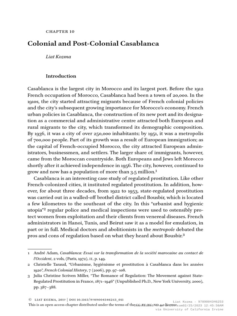 Colonial and Post-Colonial Casablanca | PDF | Prostitution | Morocco