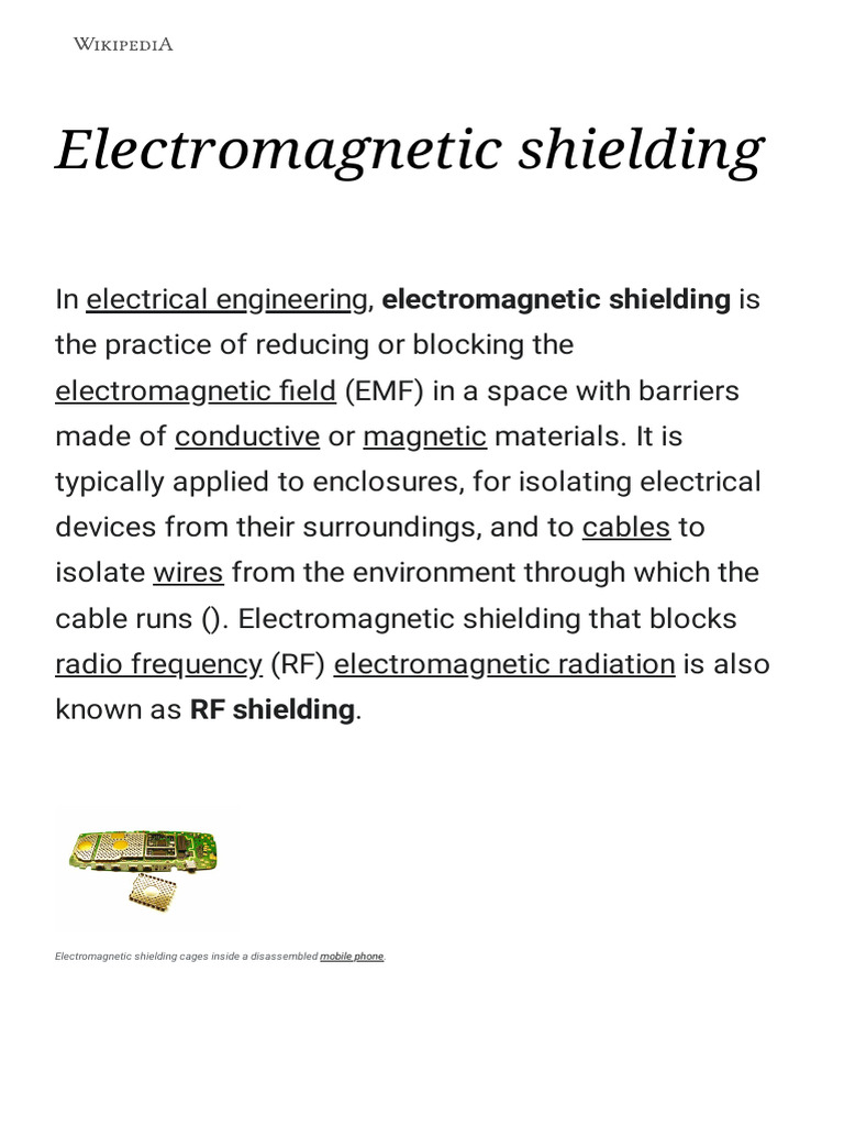 Electromagnetic Shielding - Wikipedia | PDF | Electricity | Electrodynamics