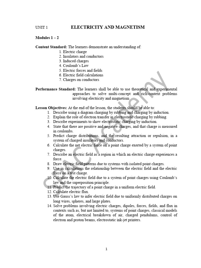 General Physics 2 Unit 1 Module 1 2 Q3 | PDF | Electric Charge ...