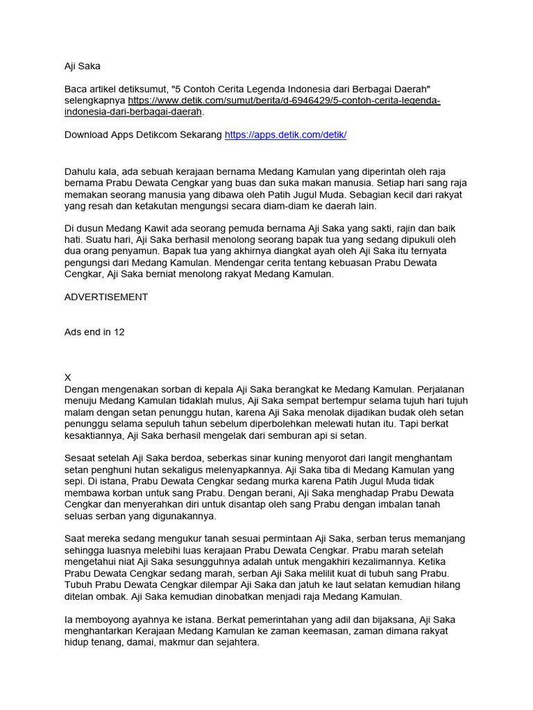 Asal Usul Aji Saka | PDF