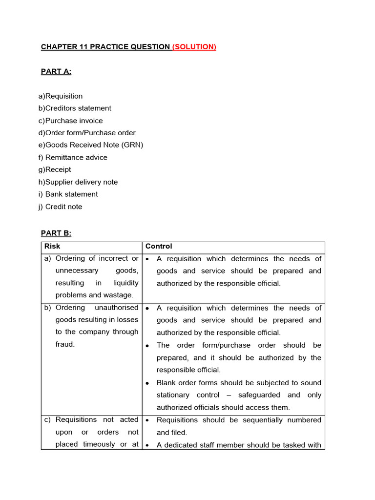 Chapter 11 Practice Question Solution | PDF | Chapter 11 | Business