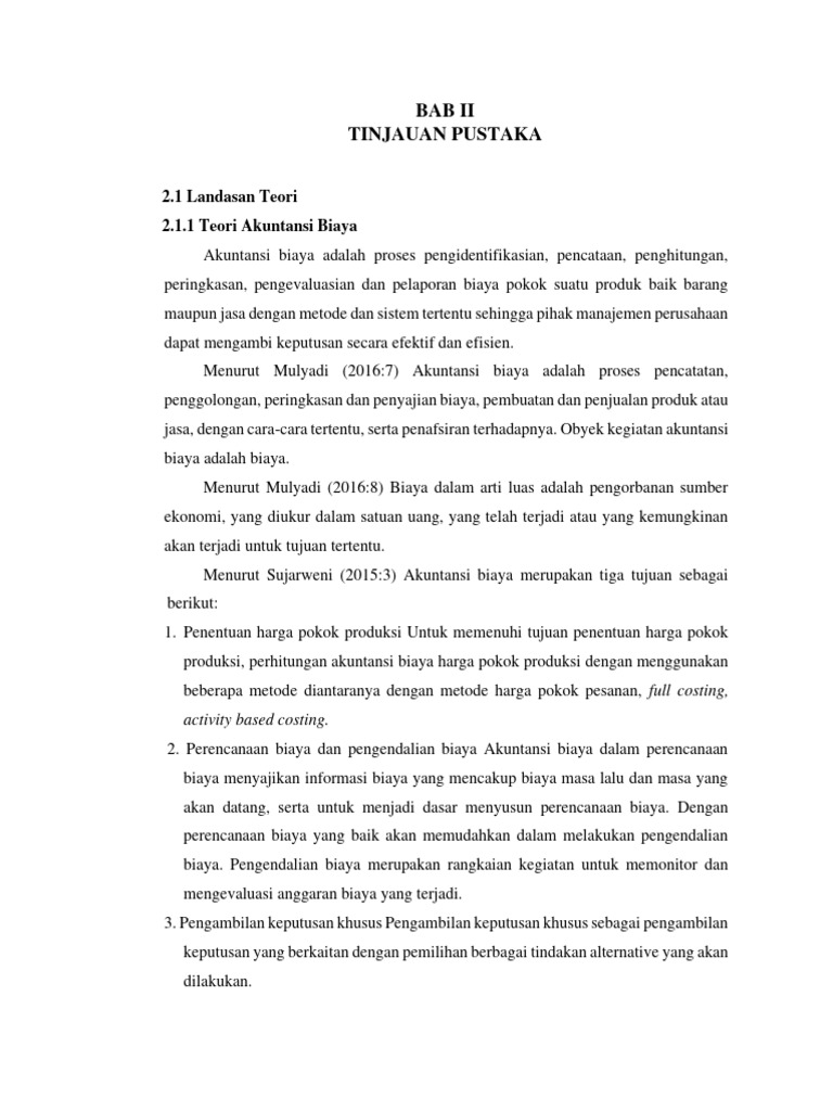 Implementasi Biaya Produksi Dengan Metode Full Costing Dan Variabel ...