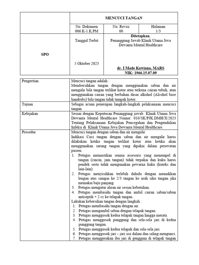 Prosedur Mencuci Tangan yang Benar | PDF | Griya & Taman | Sains ...