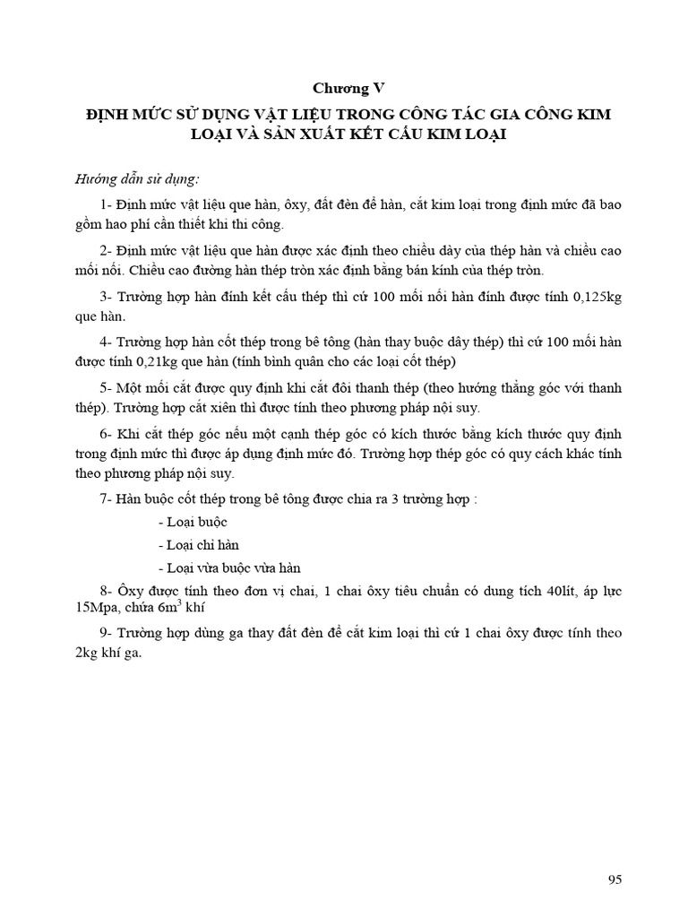 Chuong V DM Su Dung VLXD Trong Gia Cong Kim Loai QD 1329 BXD 19122016 | PDF