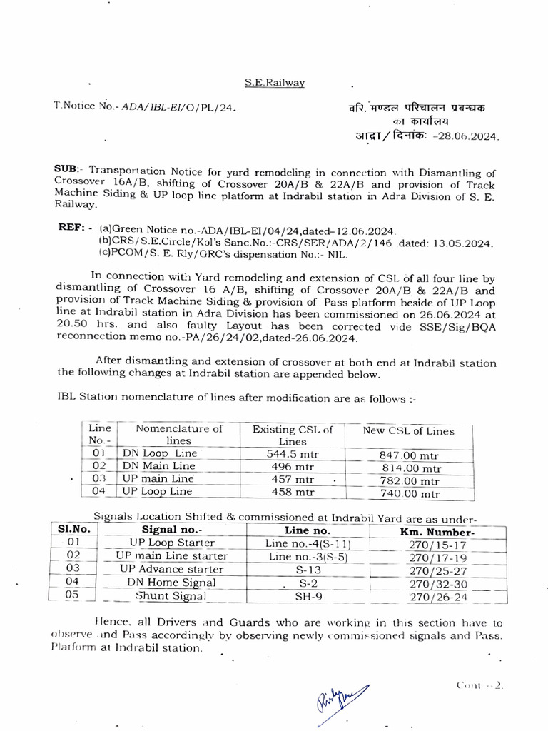 Indrabil Station Yard Remodeling Notice | PDF