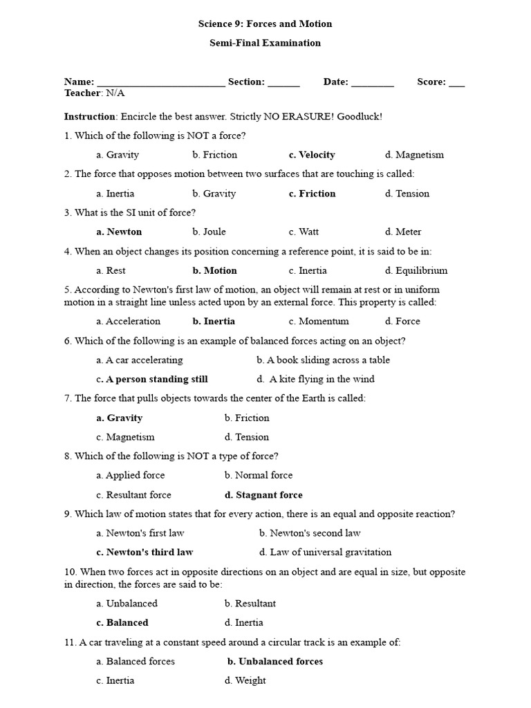 Science 9 | PDF | Force | Inertia
