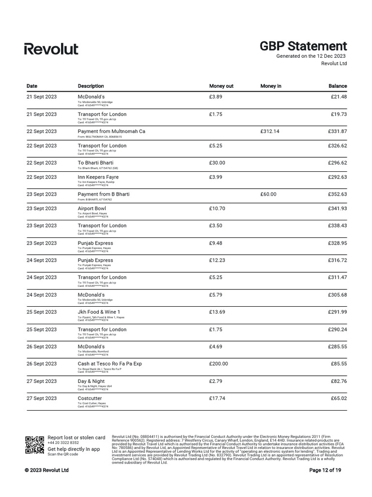 Revolut Statement | PDF | Financial Services | Banking