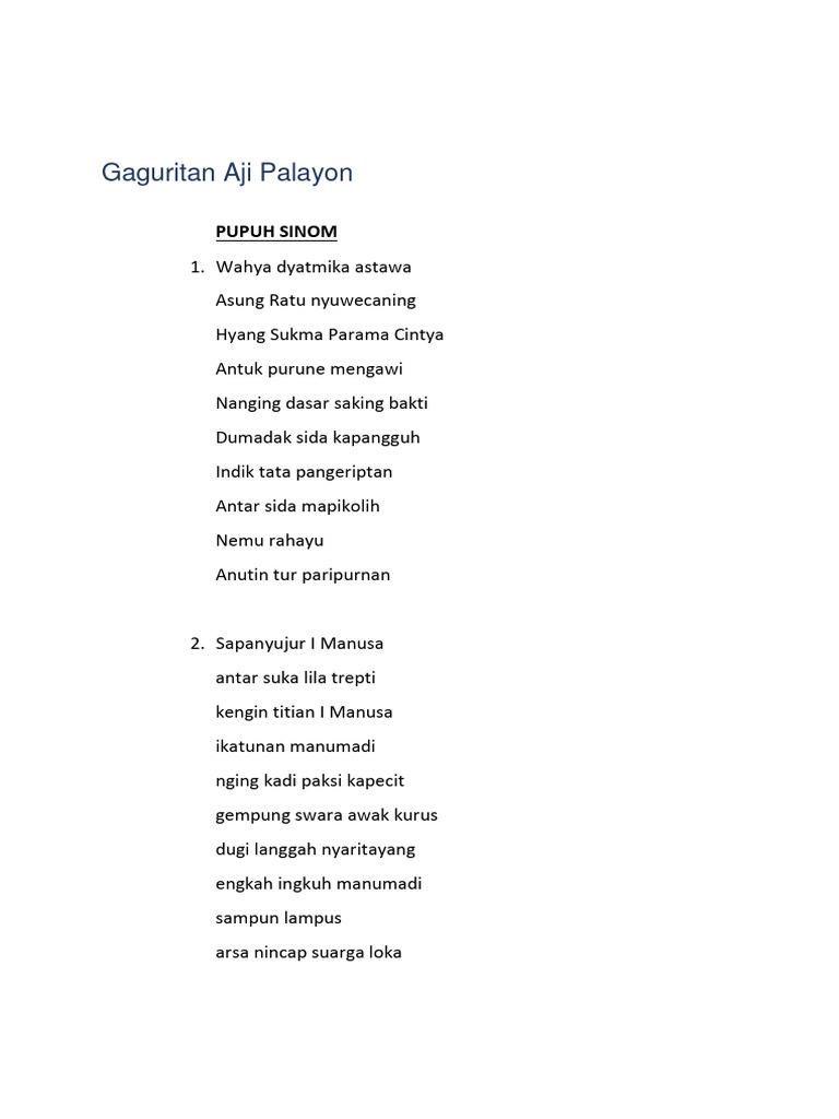 Geguritan Aji Palayon | PDF | Agama & Spiritualitas | Puisi