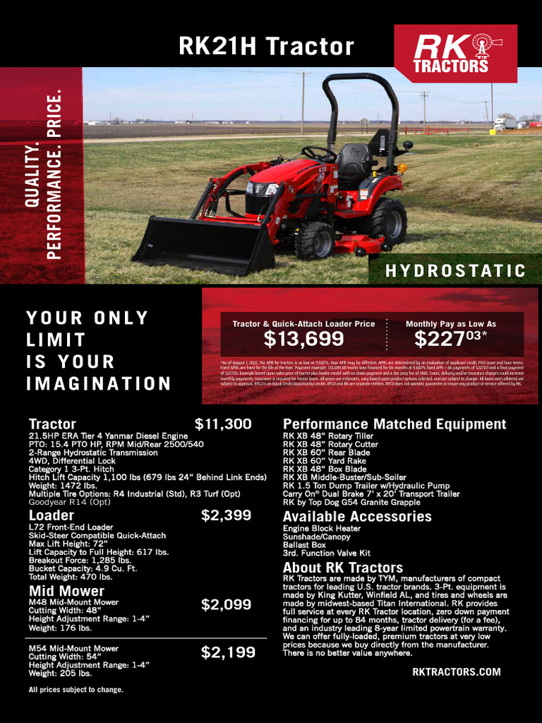 11x17 Tractor Spec Signs | PDF | Tractor | Loader (Equipment)
