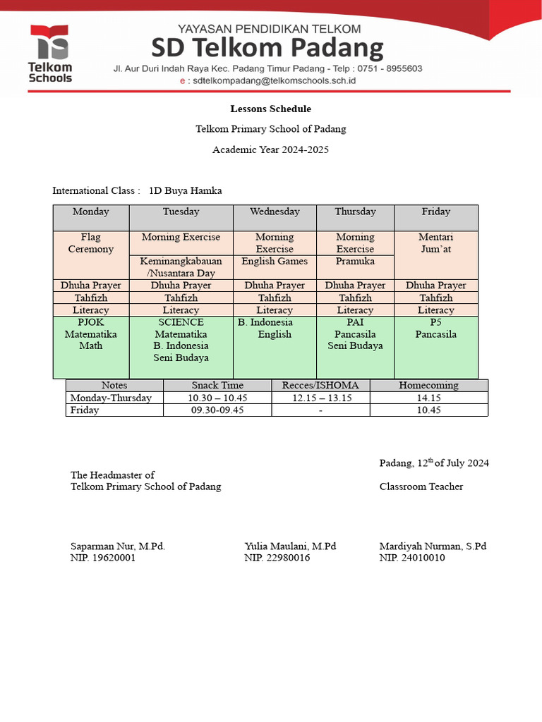Lesson Schedule | PDF