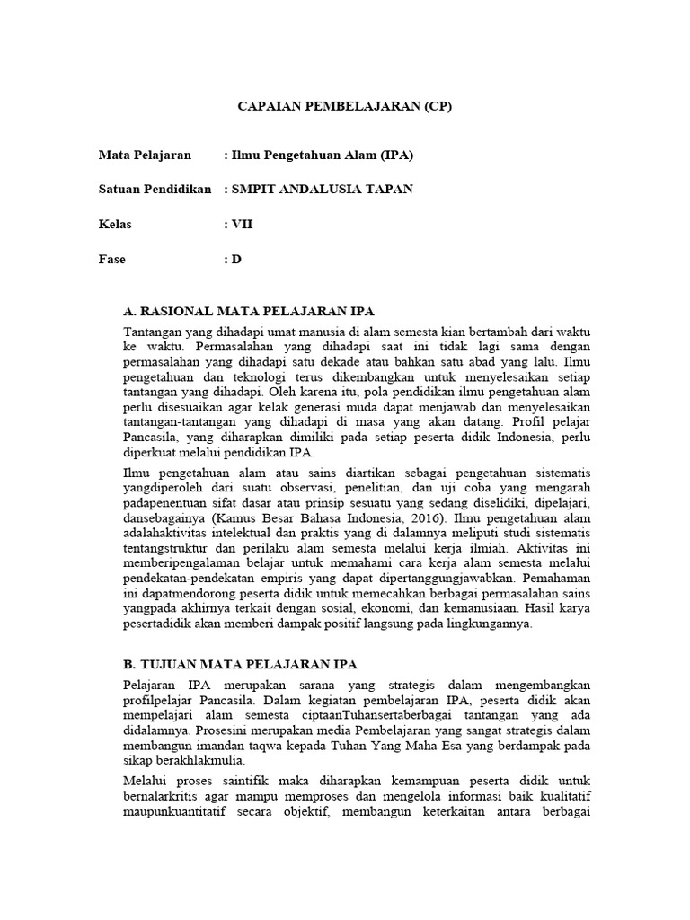 CP IPA Kelas 7 | PDF