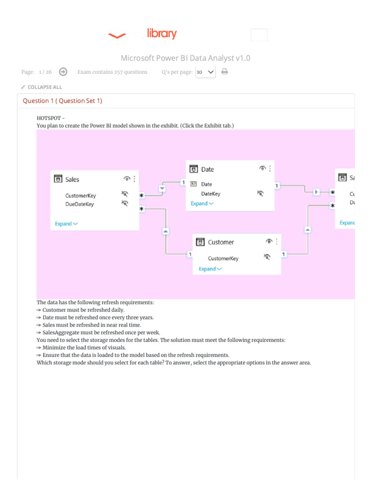 9 - Microsoft PL-300 Exam - Questions and Answers | PDF | Comma Separated Values | Table (Database)