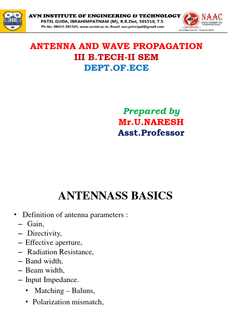 Antenna Basics and Wave Propagation | PDF | Antenna (Radio) | Radio ...