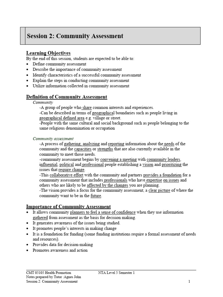 02. Community Assesment | PDF | Community | Information