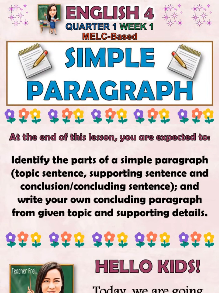 Lesson 1 - Recognize The Parts of A Simple Paragraph | PDF