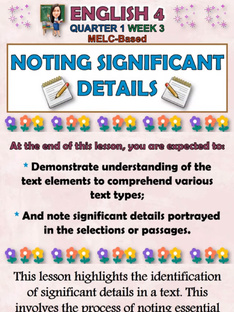 Lesson 3-Note Significant Details of Various Text Types | PDF