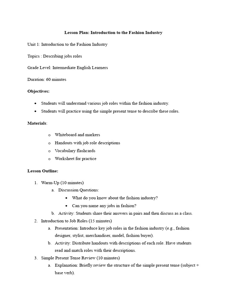 Lesson Plan unit 1 | PDF