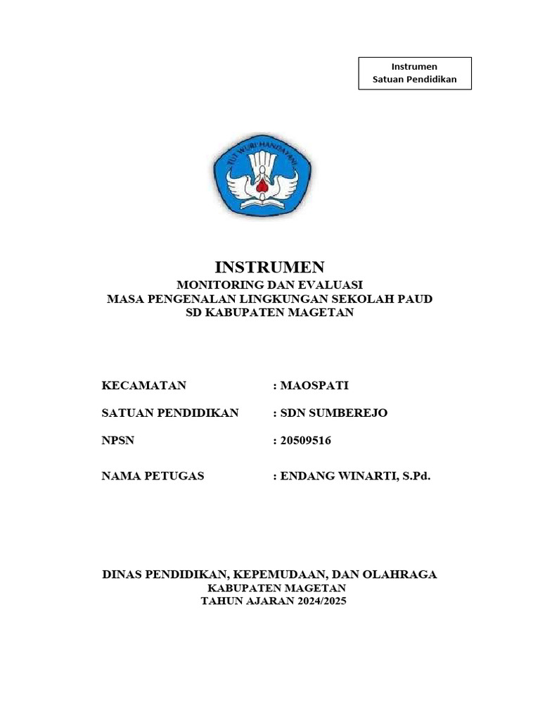 Instrumen MPLS PAUD SD-1 | PDF