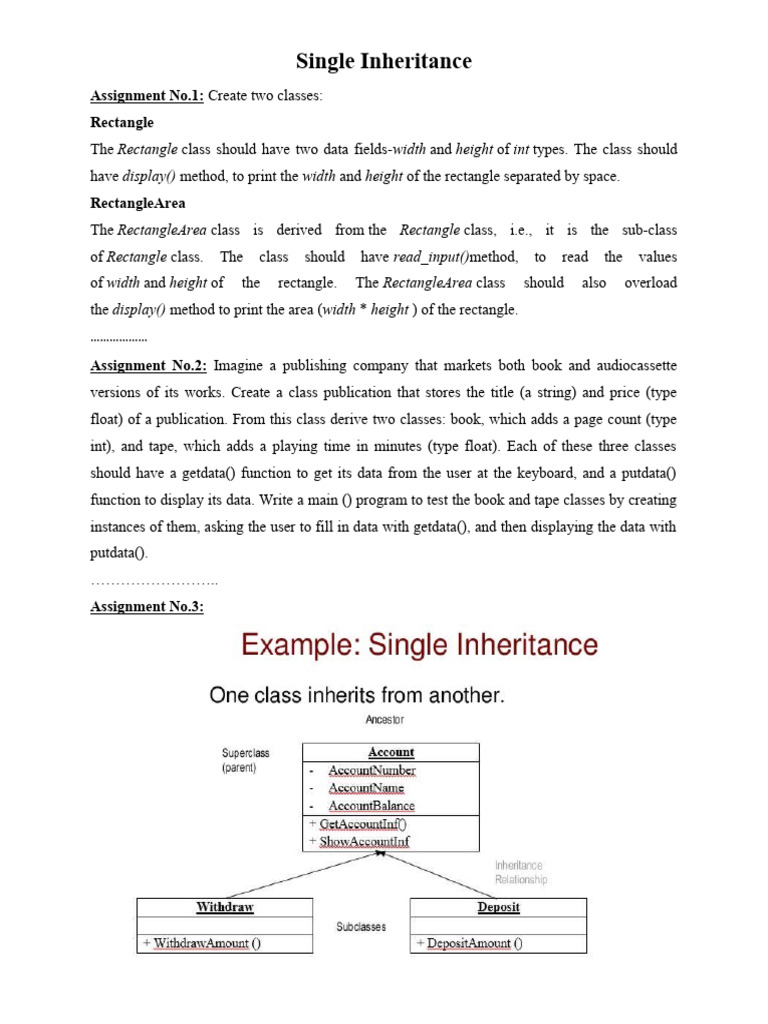 Single Inheritance Exercise Question | PDF