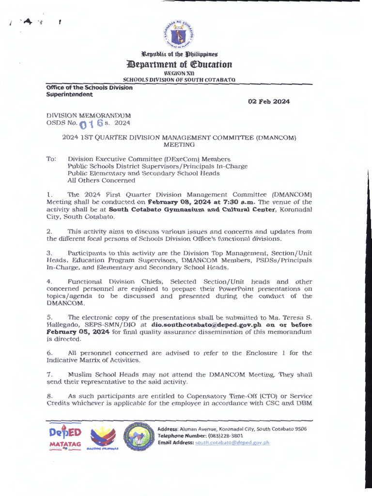 2024 DMANCOM Meeting Notice | PDF
