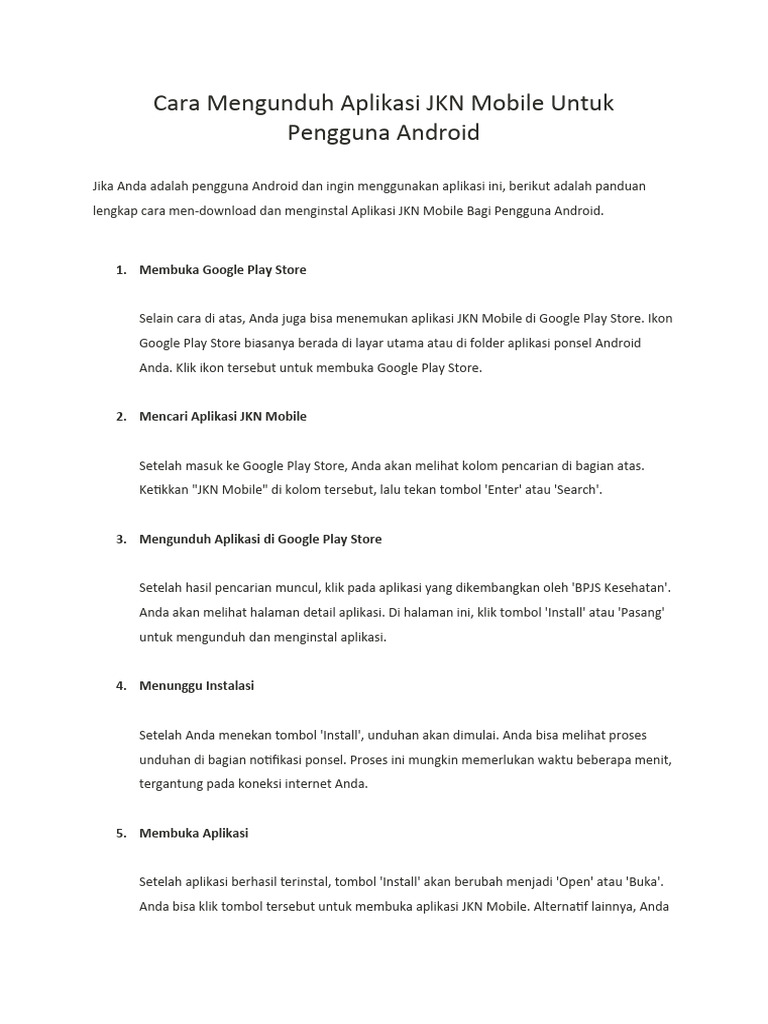 Cara Mengunduh Aplikasi JKN Mobile Dan JMO Mobile | PDF