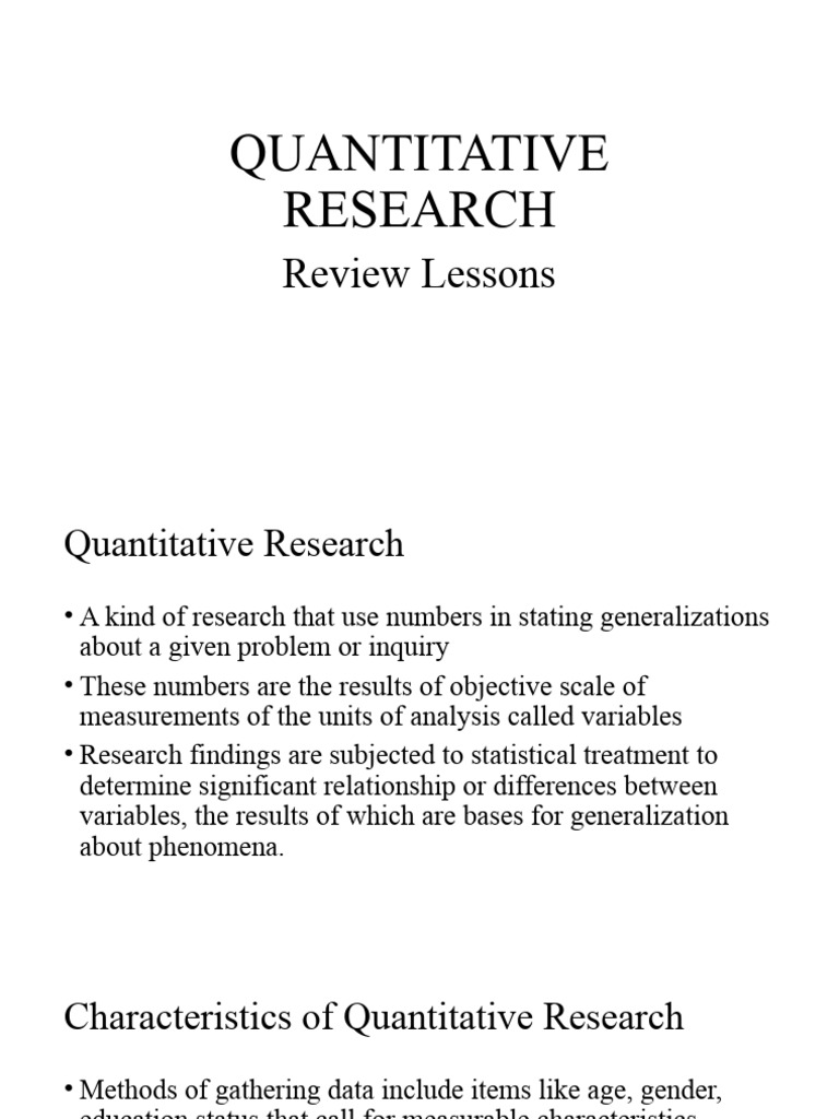 Quantitative Research Review Notes | PDF | Quantitative Research ...