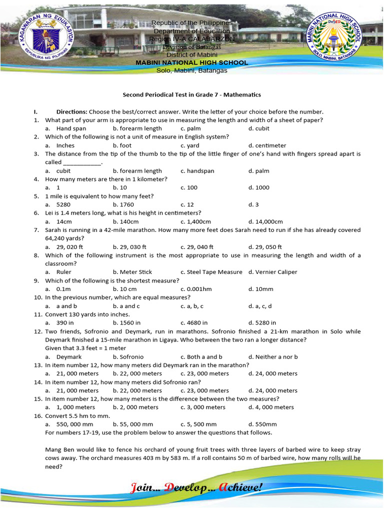 2nd Pt-G7-Mathfinal | PDF | Polynomial | Algebra