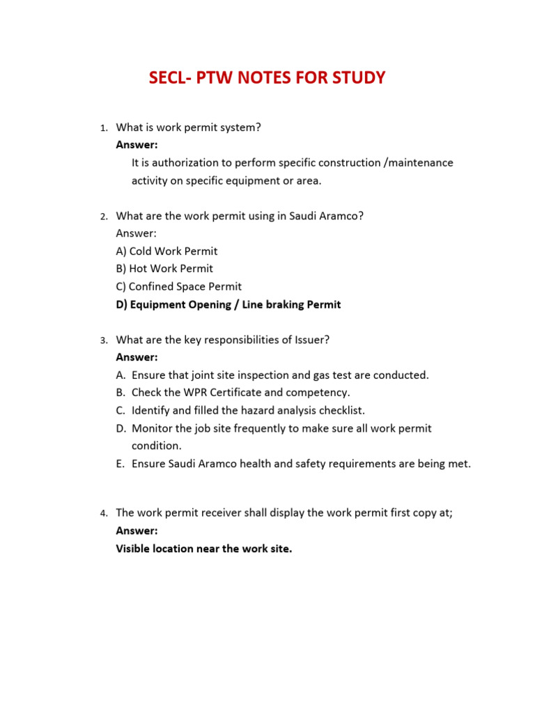 Work Permit Receiver Reviewer SECL | PDF | Safety | Occupational Safety ...