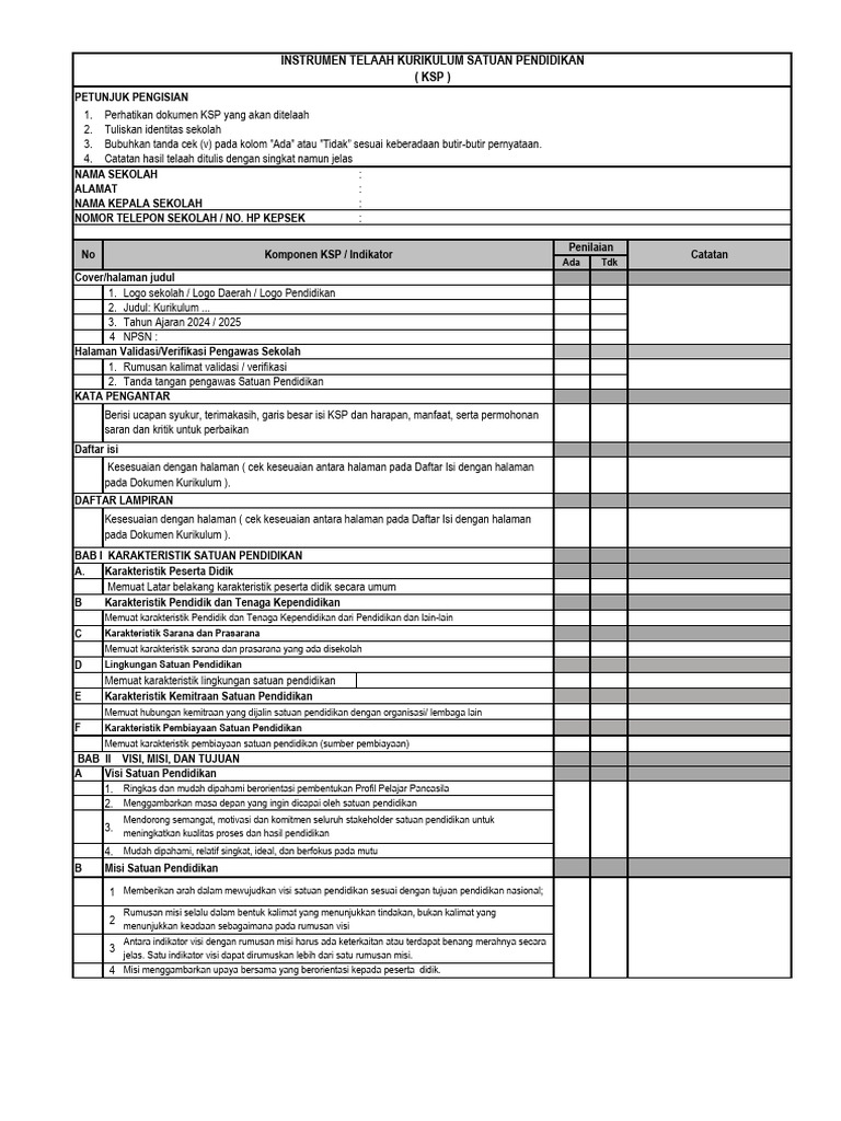 Instrumen KSP Tahun 2024 | PDF