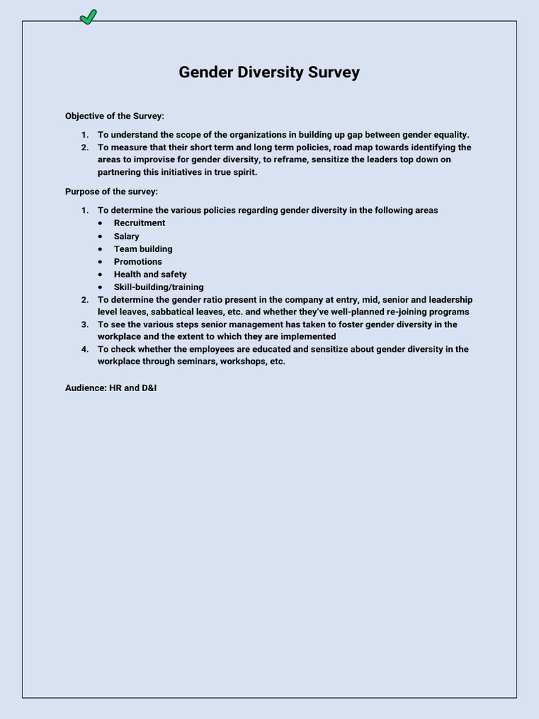 1 GD Survey - Final | PDF | Employment | Gender Pay Gap