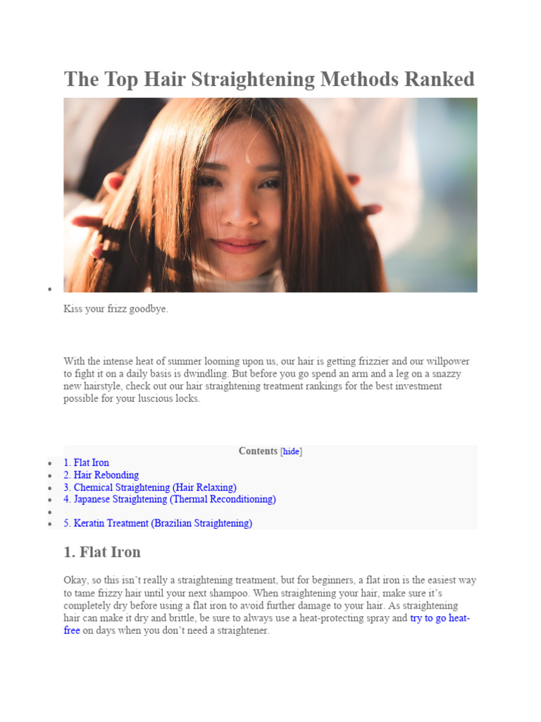 Hair Straightening Method | PDF | Hair | Human Hair