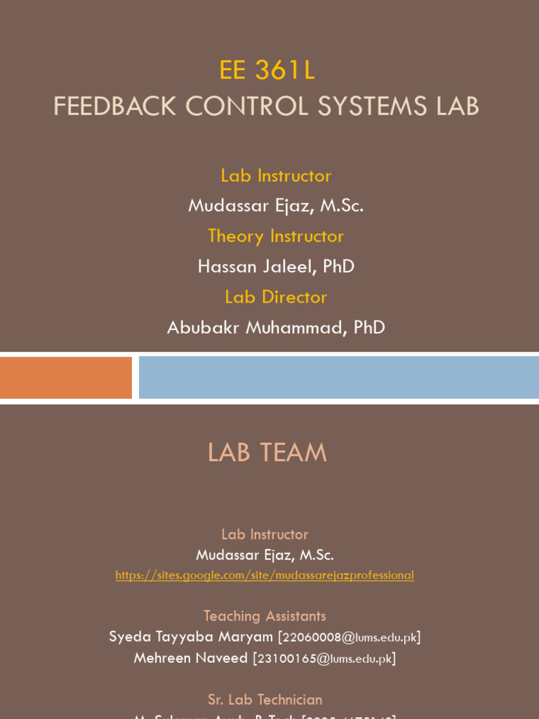 Feedback Control Systems Lab Overview | PDF | Control Theory | Feedback