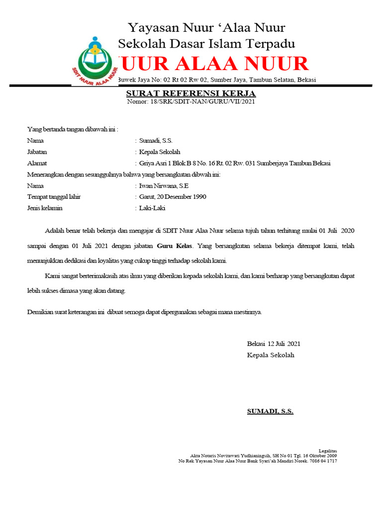 Surat Faklaring Kerja | PDF