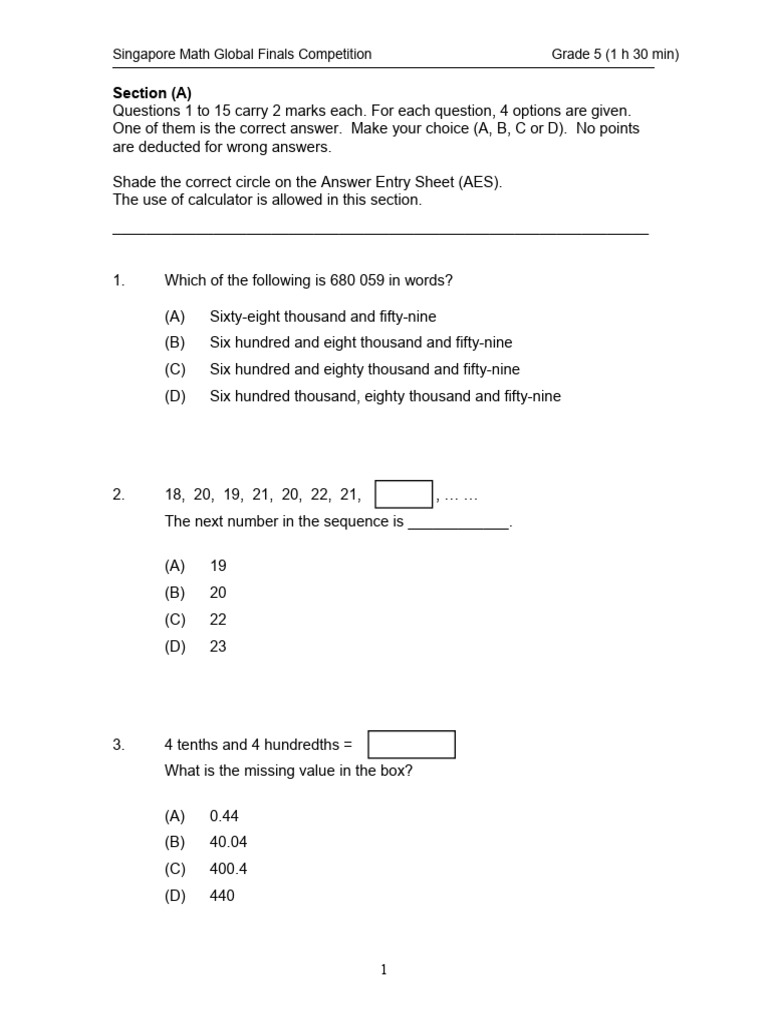 G5 SingaMath Final Paper V 1 | PDF | Area | Cupcake